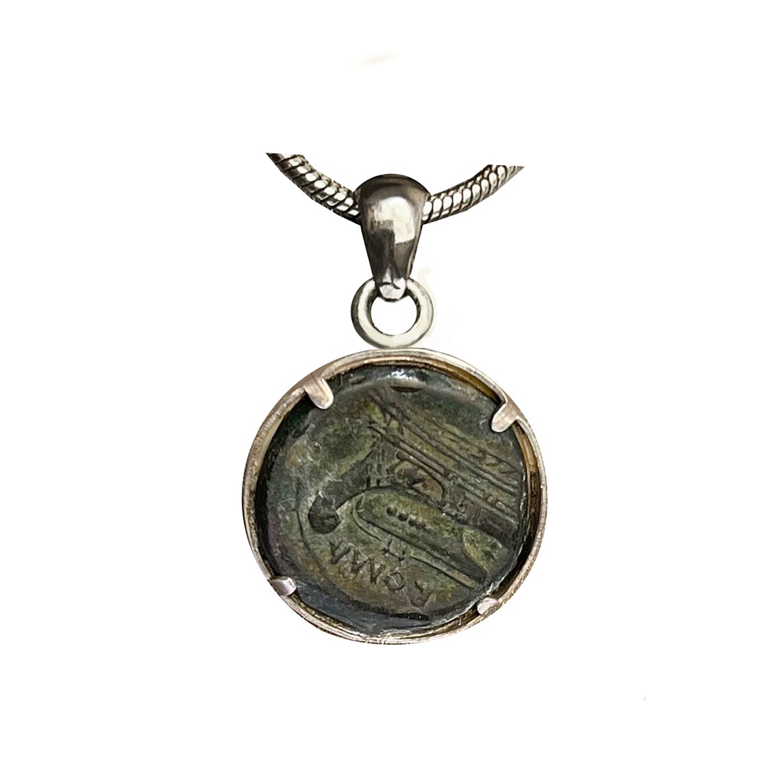 God Mercury Roman coin sterling silver pendant 3dt century | Etsy