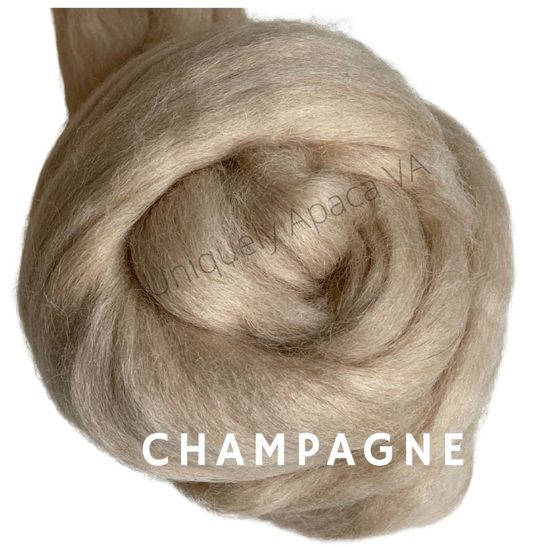 4 OUNCES Baby Alpaca Roving in Champagne | Combed Alpaca Wool Top ...