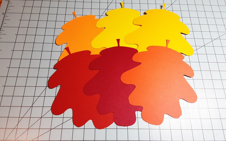 6 Autumn Oak Fall Leaves Cardstock Paper - Etsy