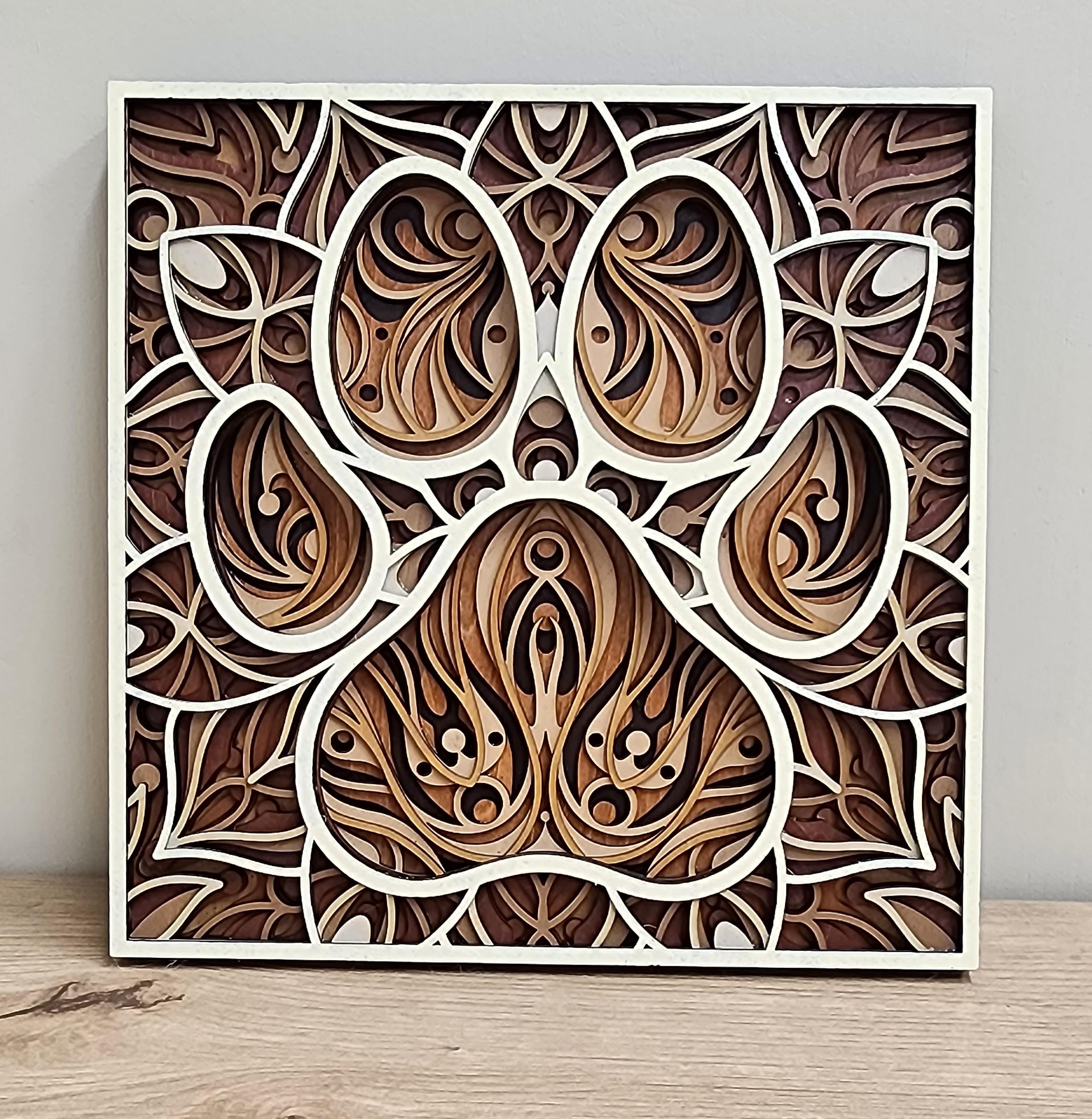 3d Paw Print Layered Wooden Mandala - Etsy