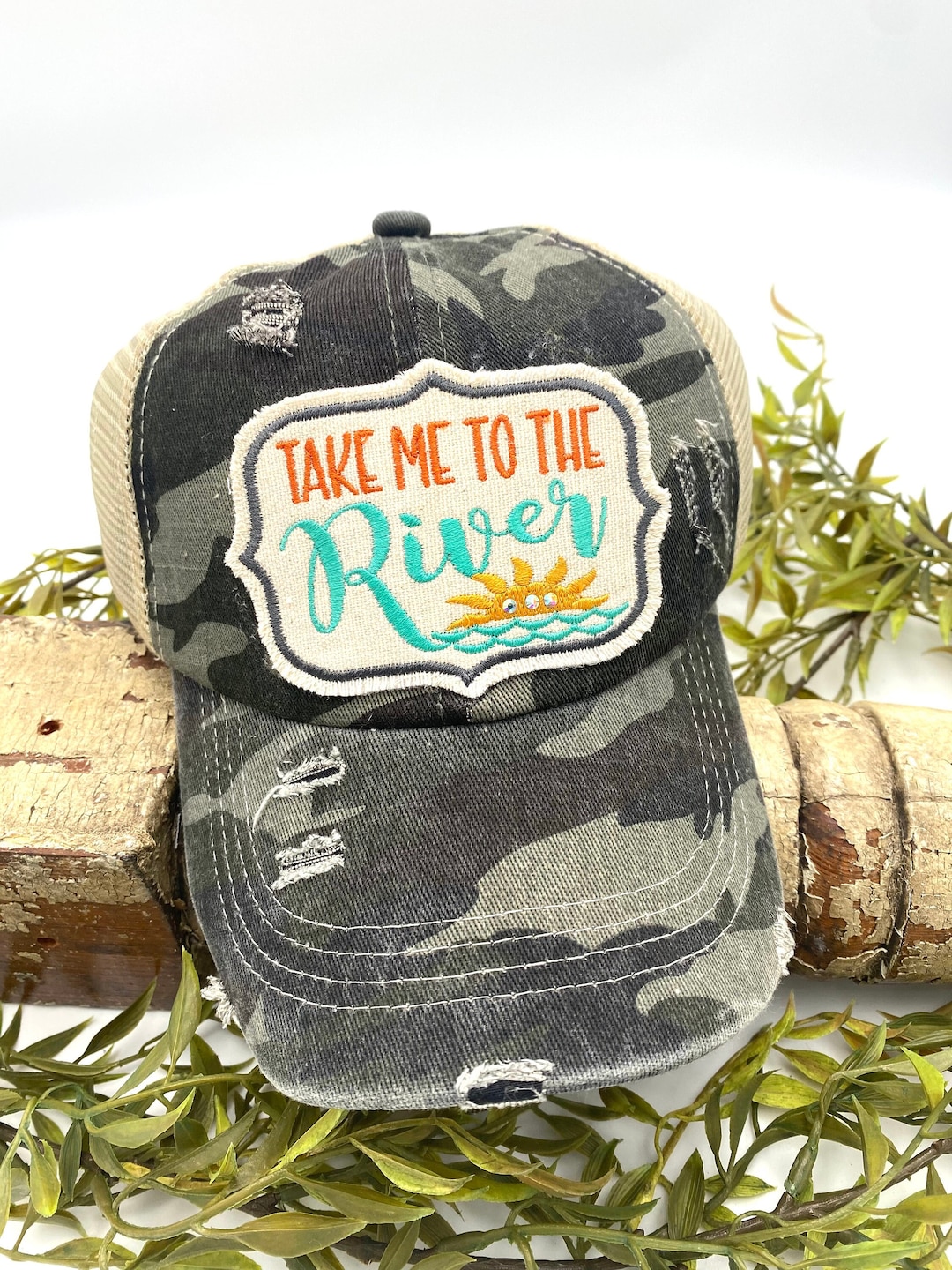 Take Me to the River Hat . Float the River Embroidered Raggy - Etsy