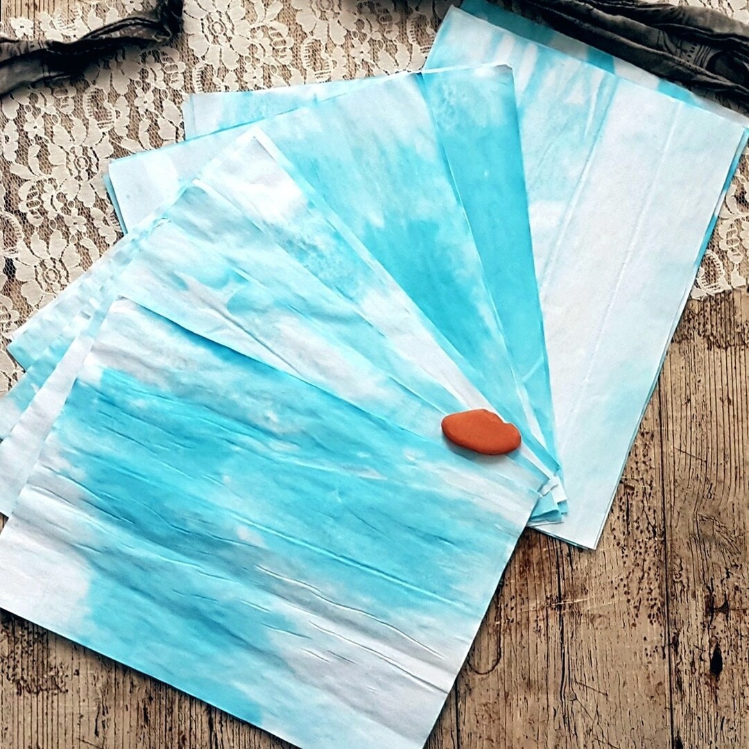 Handdyed Paper, Blue Paper, A4 Blue Sheets of Paper, Unique Paper ...
