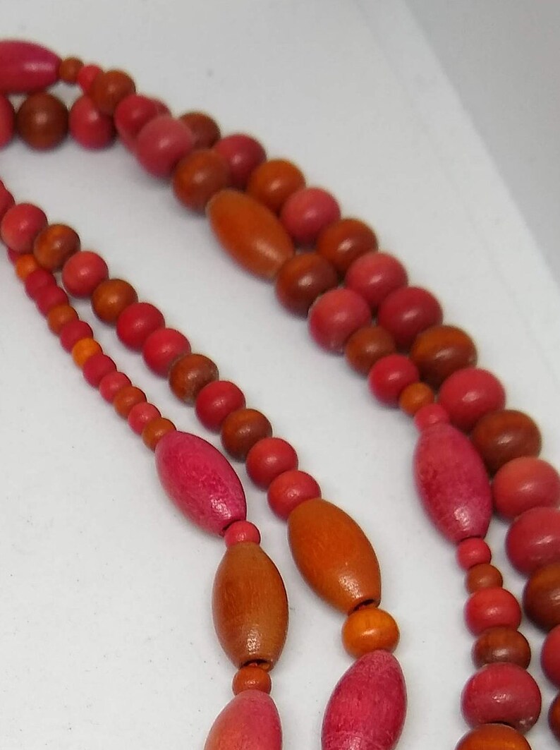 Red Rainbow Bead Necklace 4 Strands Toggle Fastening - Etsy