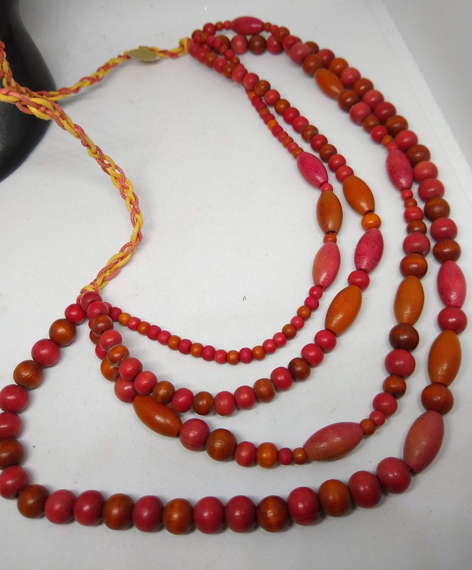 Red Rainbow Bead Necklace 4 Strands Toggle Fastening - Etsy