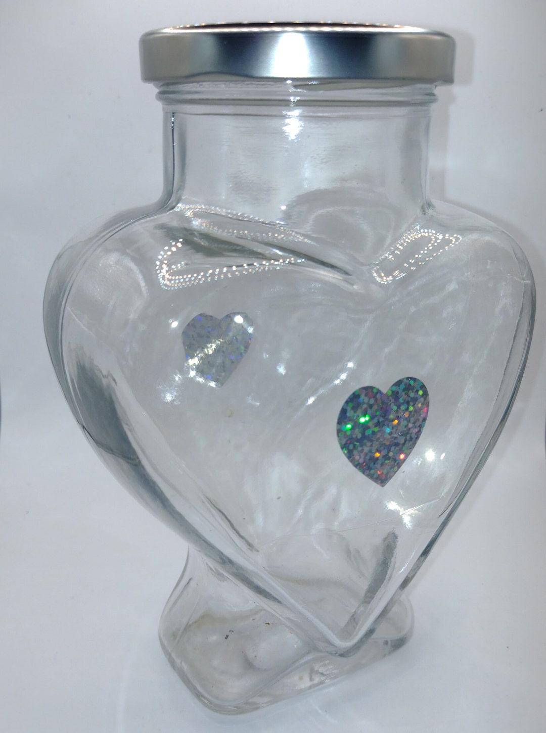 Heart Glass Jar With Lid- Storage/ Decorative Display Item - Etsy