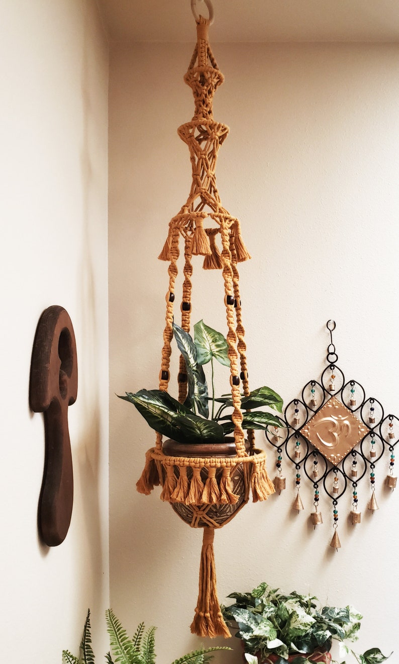 Bohemian Vintage Style Hippie Macrame Plant Hanger - Etsy