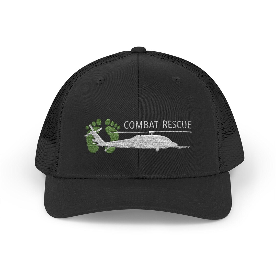 4 Toe Green Feet Combat Rescue HH-60 Embroidered Snapback Trucker Cap ...