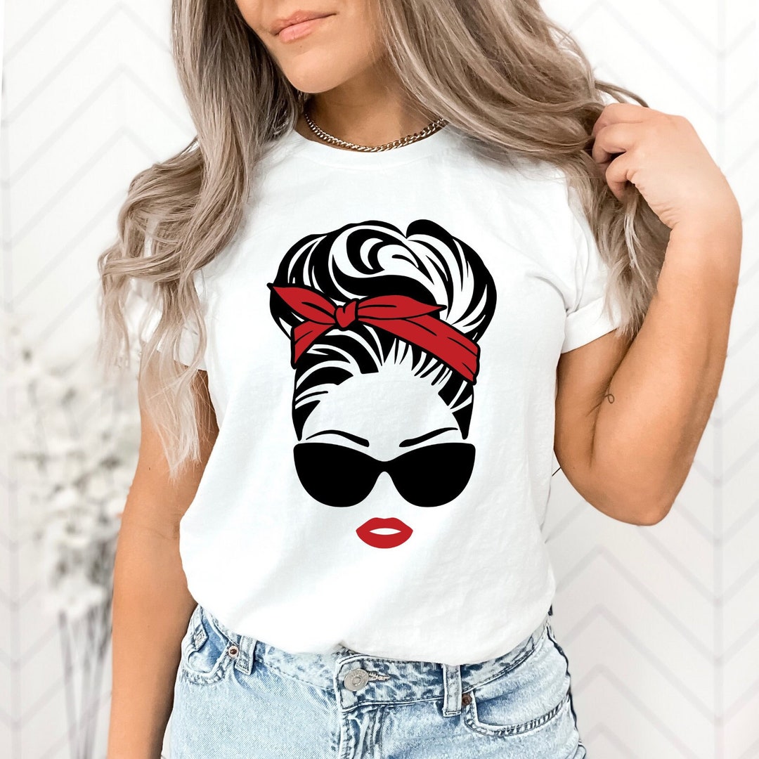 Woman's Face Shirt, Glamour T-shirt, Hair up Lipstick On, Red Lipstick ...