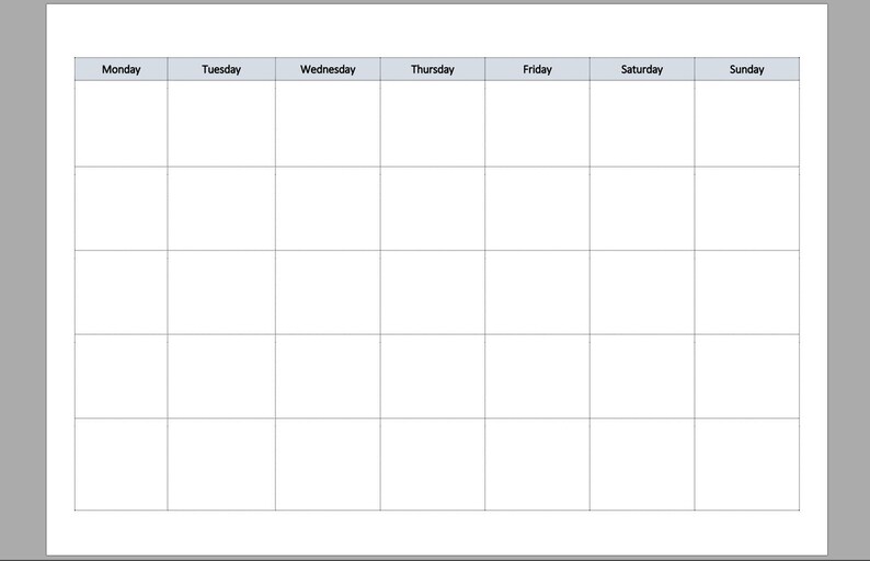 A5 Calendar Printable