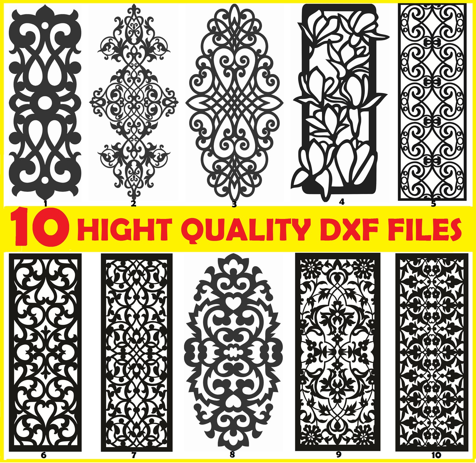 10 archivos dxf /1-10/ para corte cnc Geometric Patterns | Etsy