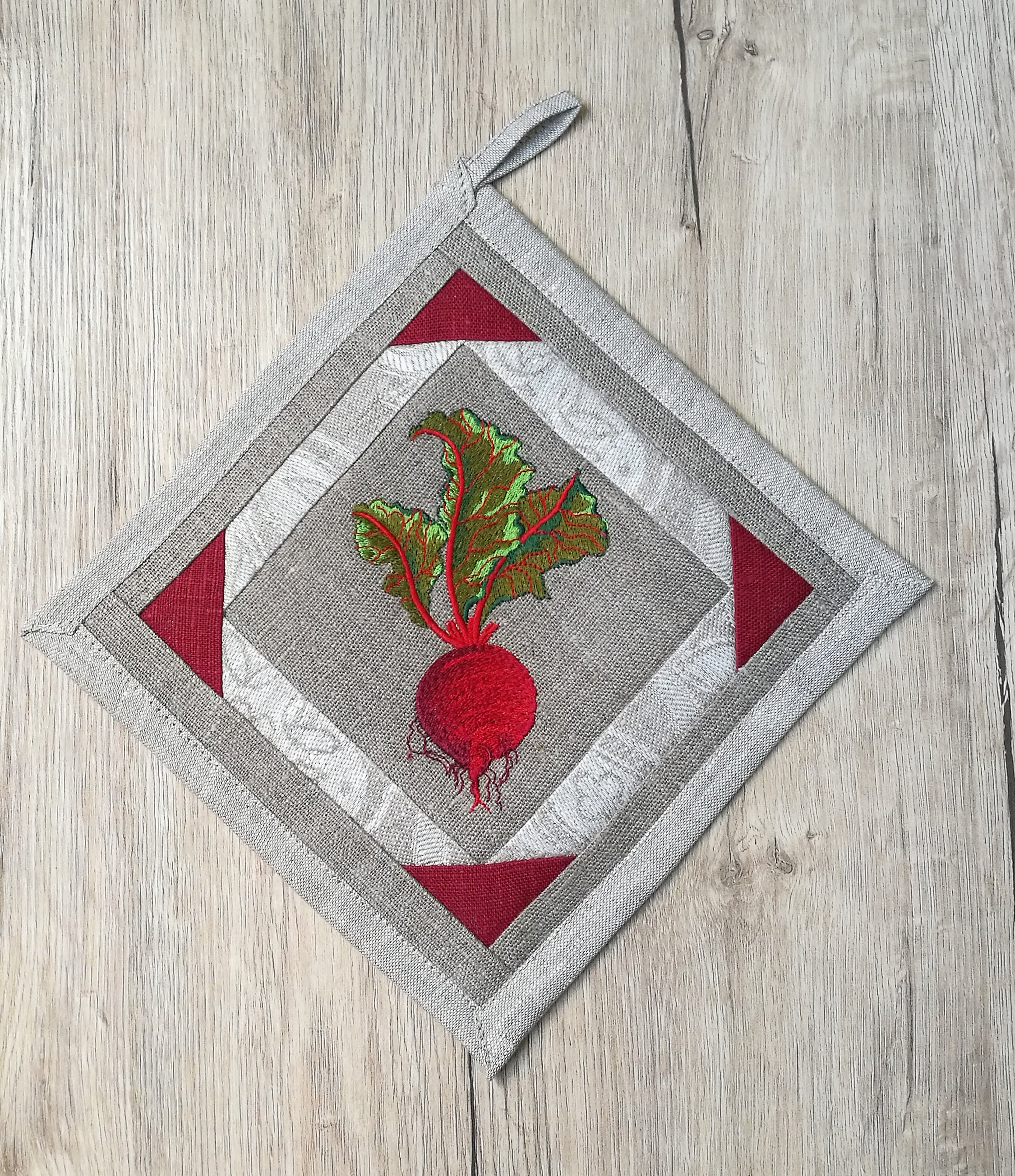 Linen Quilted Pot Holder Square Oven Mitt Beet Pot Holders - Etsy UK