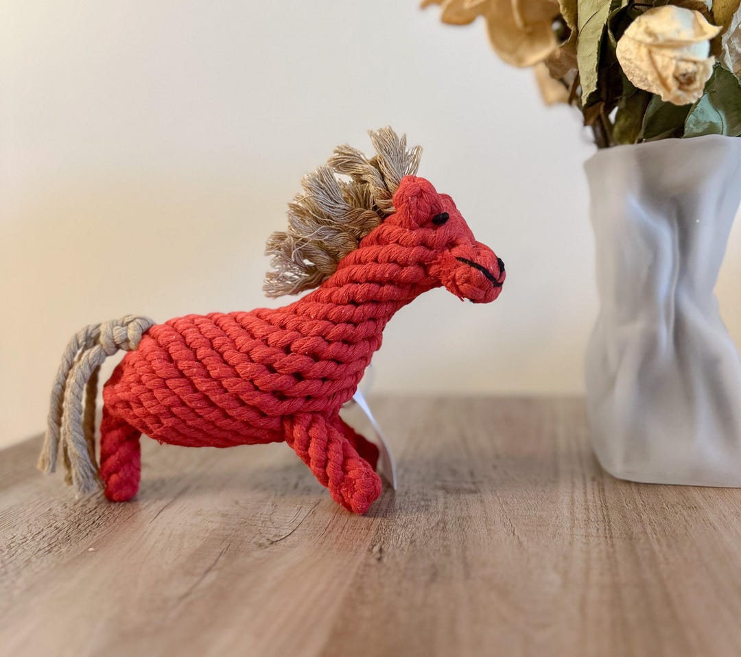 Ember the Red Horse Rope Toy，sustainable Cotton Rope Handcrafted Pet ...