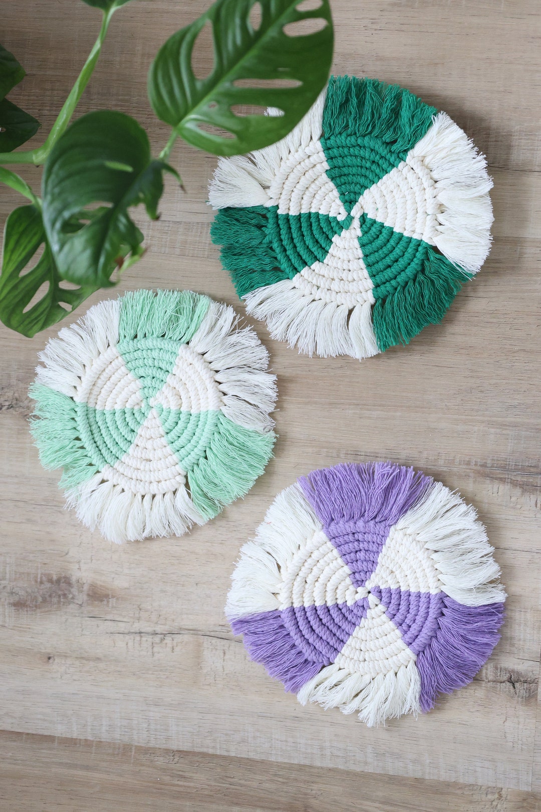 Eco Friendly Macrame Placemats, Handmade Round Macrame Coasters, Table ...