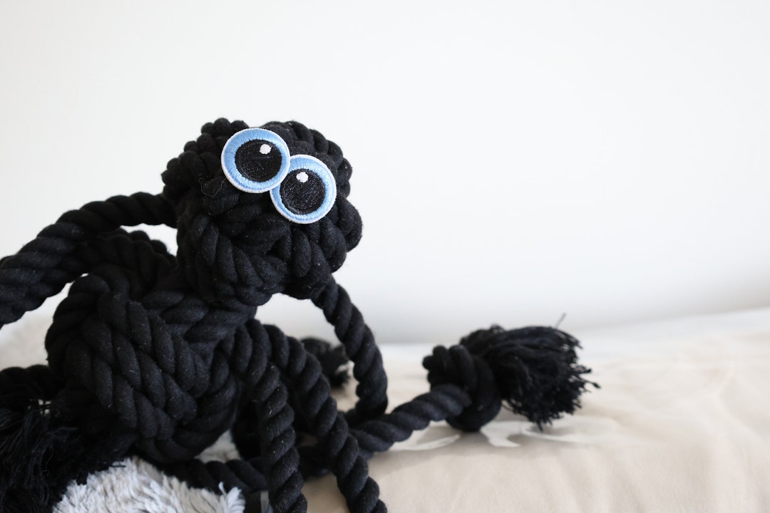 Black Spider Dog Rope Toy, Handmade Sustainable Dog Rope Toys, Toys for ...