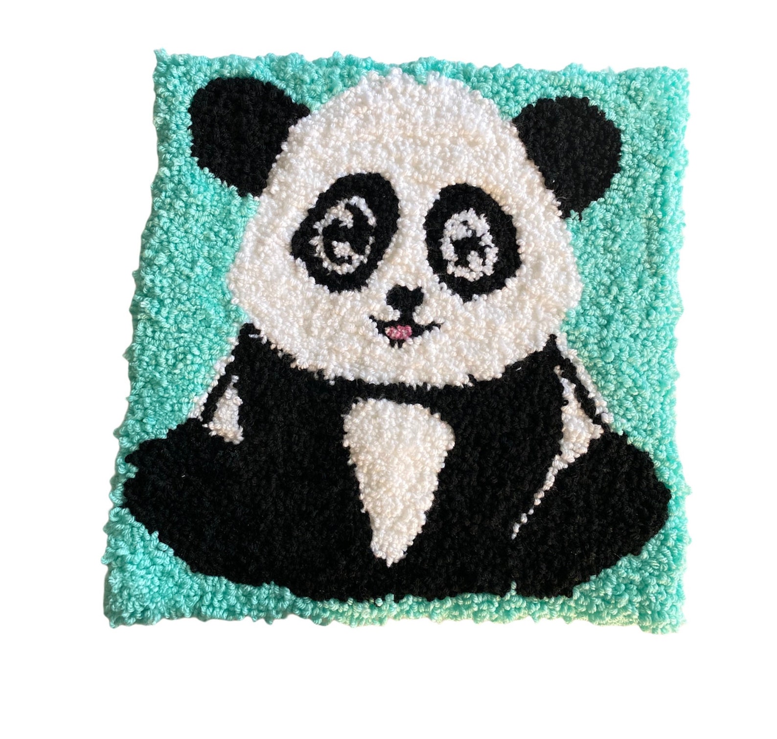 Punch Needle Tufted Handmade Rug, Panda Mini Accent Rug, Handmade Rug ...