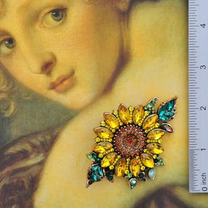 Sunflower Pin STUNNING Rhinestones Lapel Hat Scarf Denim Jacket Pin ...