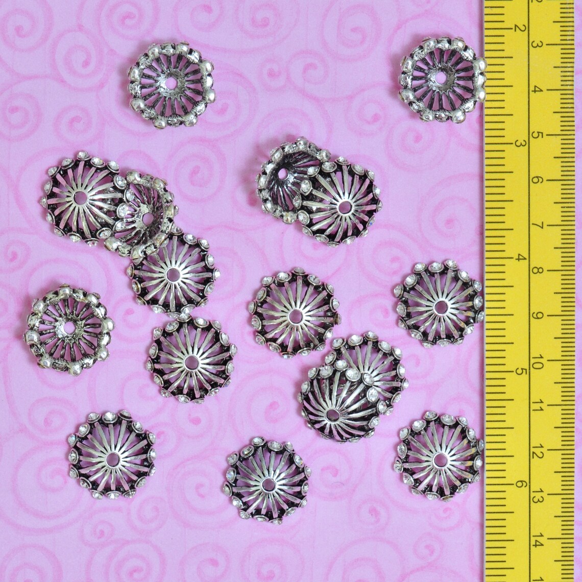 Bead / Pearl Caps 19mm Rhinestones Gorgeous Accent Bracelets - Etsy