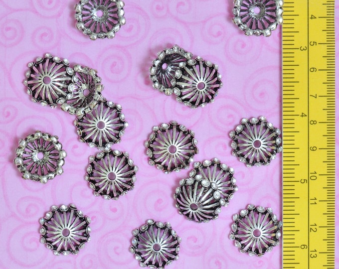 Bead / Pearl Caps 19mm Rhinestones Gorgeous Accent Bracelets Necklace ...