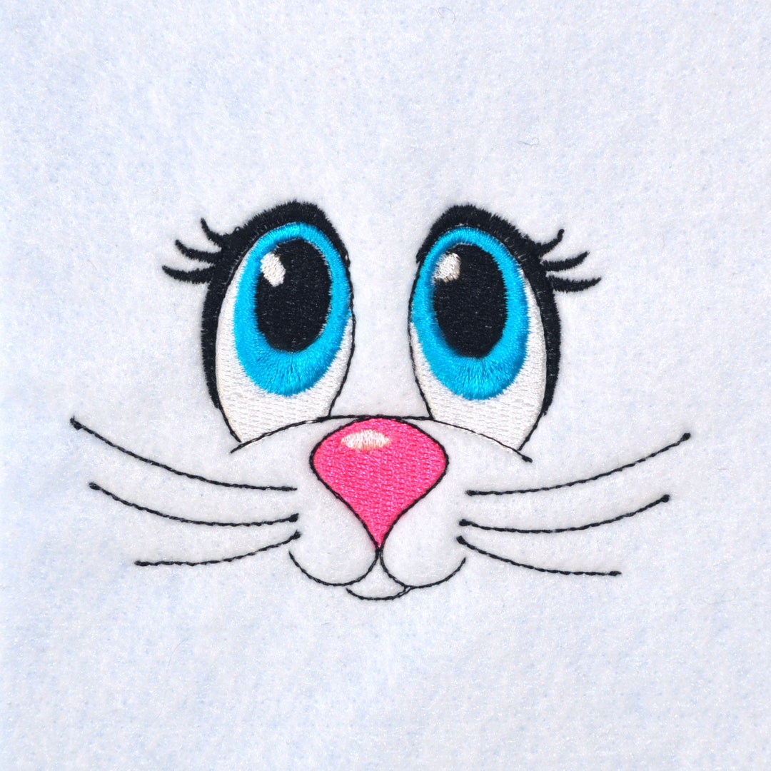 Bunny Rabbit Face Embroidered on Felt for Your Next Project White Felt ...