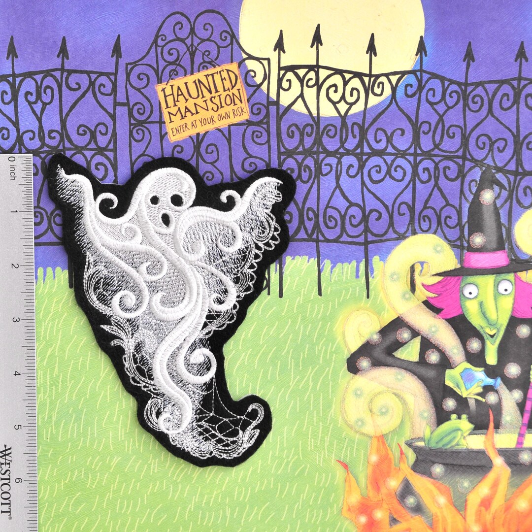 Ghost Halloween Patch Lacework Lacey 6 Inch Iron on or Sew on Beautiful ...