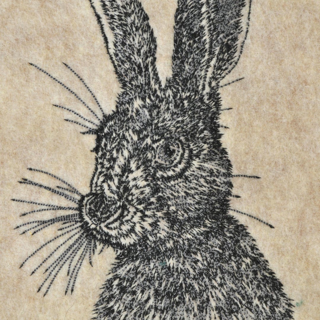 Embroidered Rabbit Jack Rabbit Bunny Face Panel / Supply / for Your ...