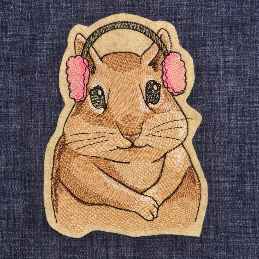 Chipmunk Headphones Clothing Patch Backpack Hat Tote Jacket Patch Iron ...