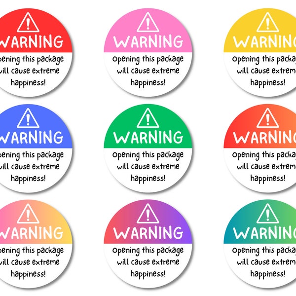 Warning Extreme Happiness Sticker Label - Etsy