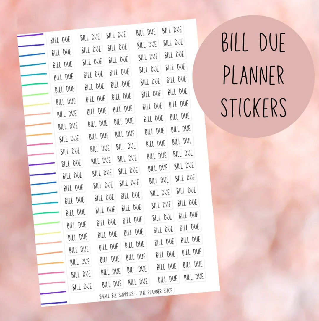 Bill Due Planner Stickers - Matte Sticker Sheet - Etsy