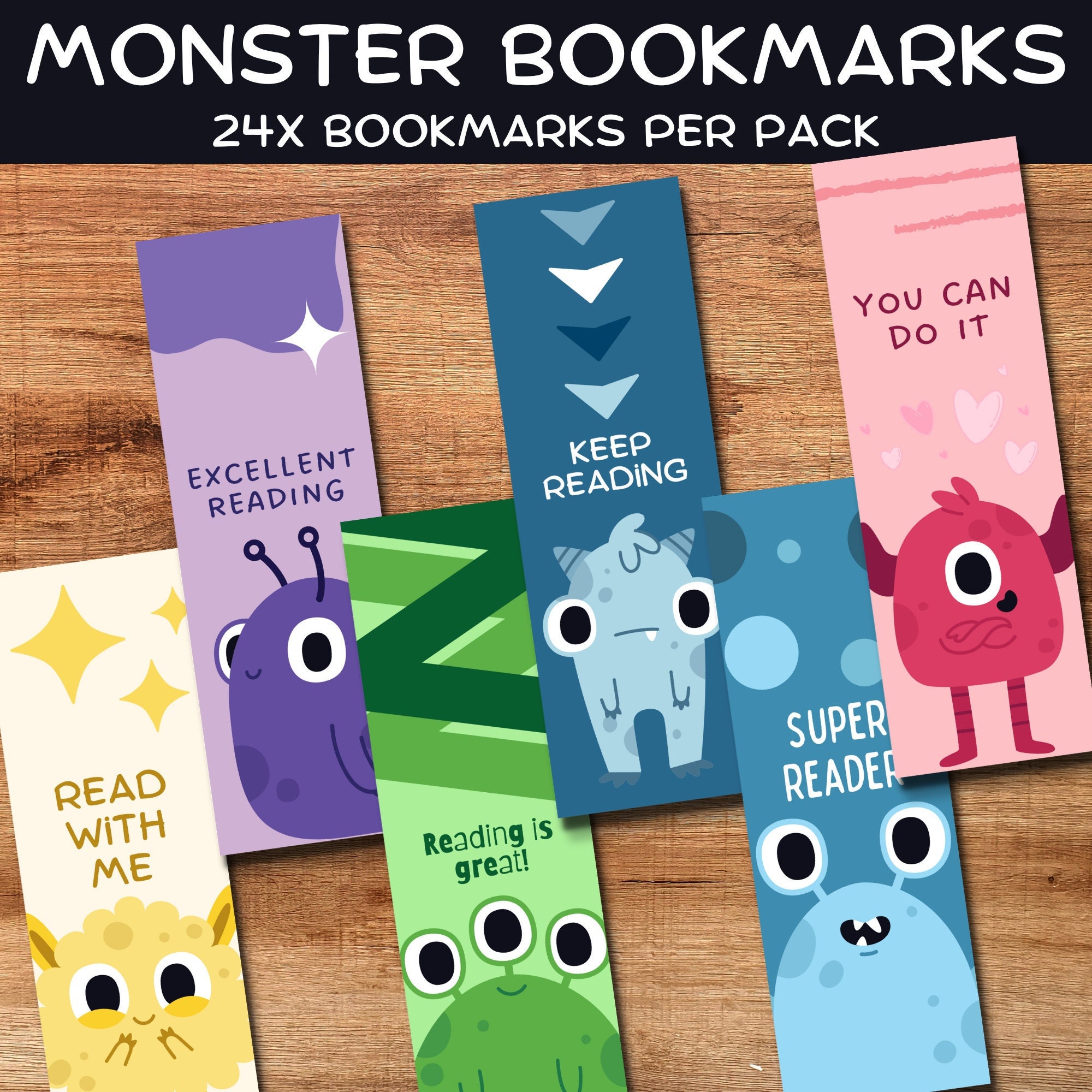 Monster Bookmarks 24 Pack Class Pack Bookmarks Education - Etsy