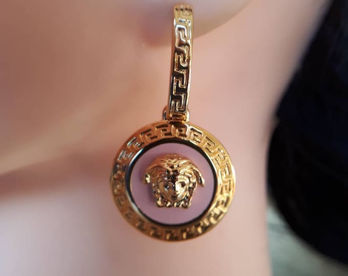 Lovely Versace Gold Plated and Baby Pink Dangle Earrings. - Etsy