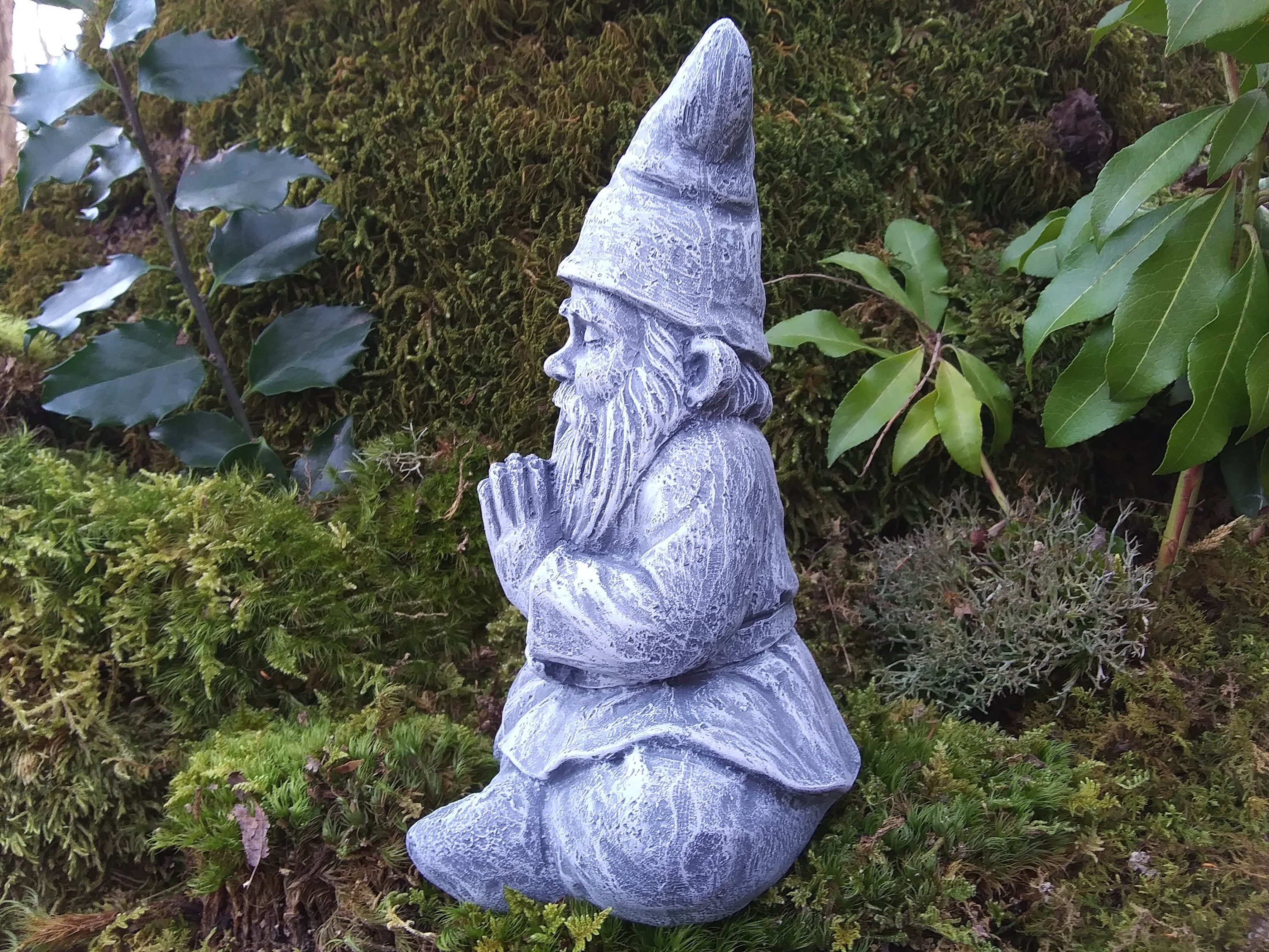 Gnome Statue, Meditating Gnome Statue, Zen Garden Decor, Concrete Gnome ...