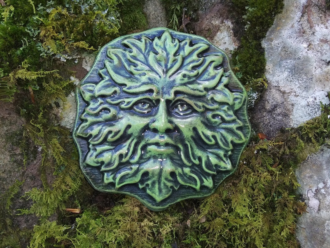 Small Greenman, Green Man Wall Decor, 5" Green Man Décor, Green Face ...
