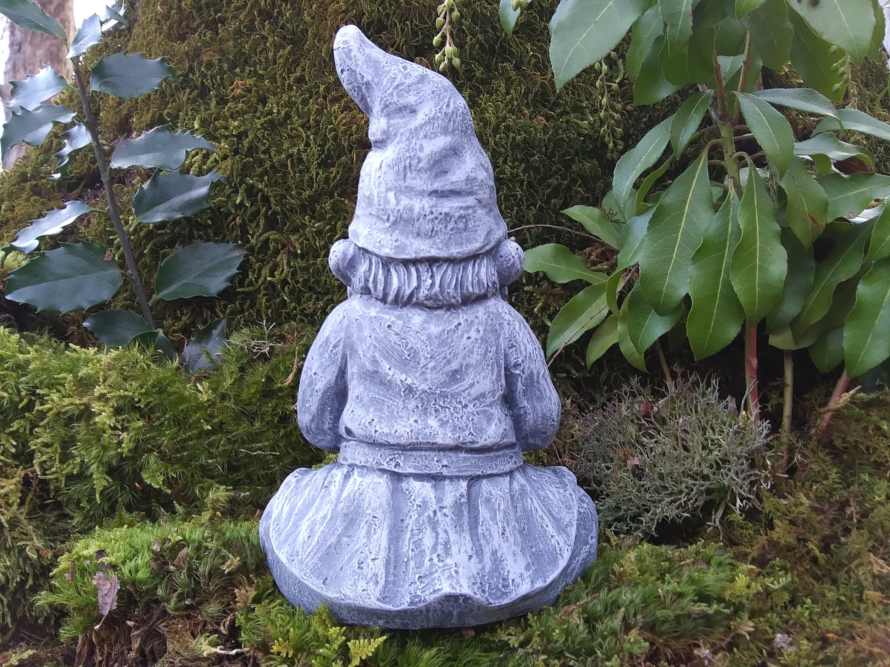 Gnome Statue, Meditating Gnome Statue, Zen Garden Decor, Concrete Gnome ...