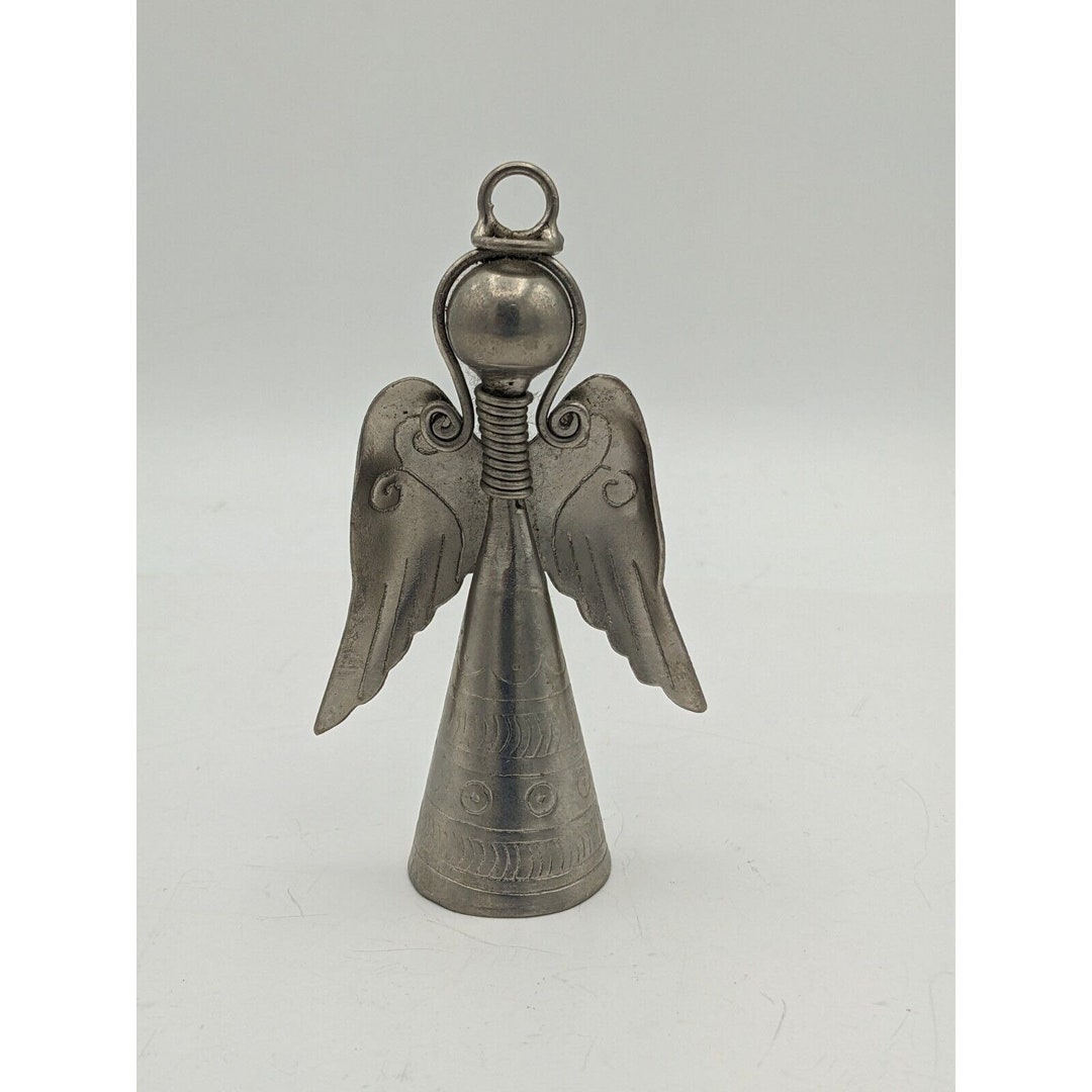 Vintage Metal Angel Bell Silver Metallic Toned Color Height 3.75 Inches ...