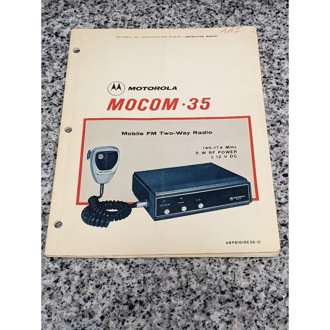 Motorola MOCOM 35 MANUAL Mobile Fm 2-way Radio Original Vintage ...