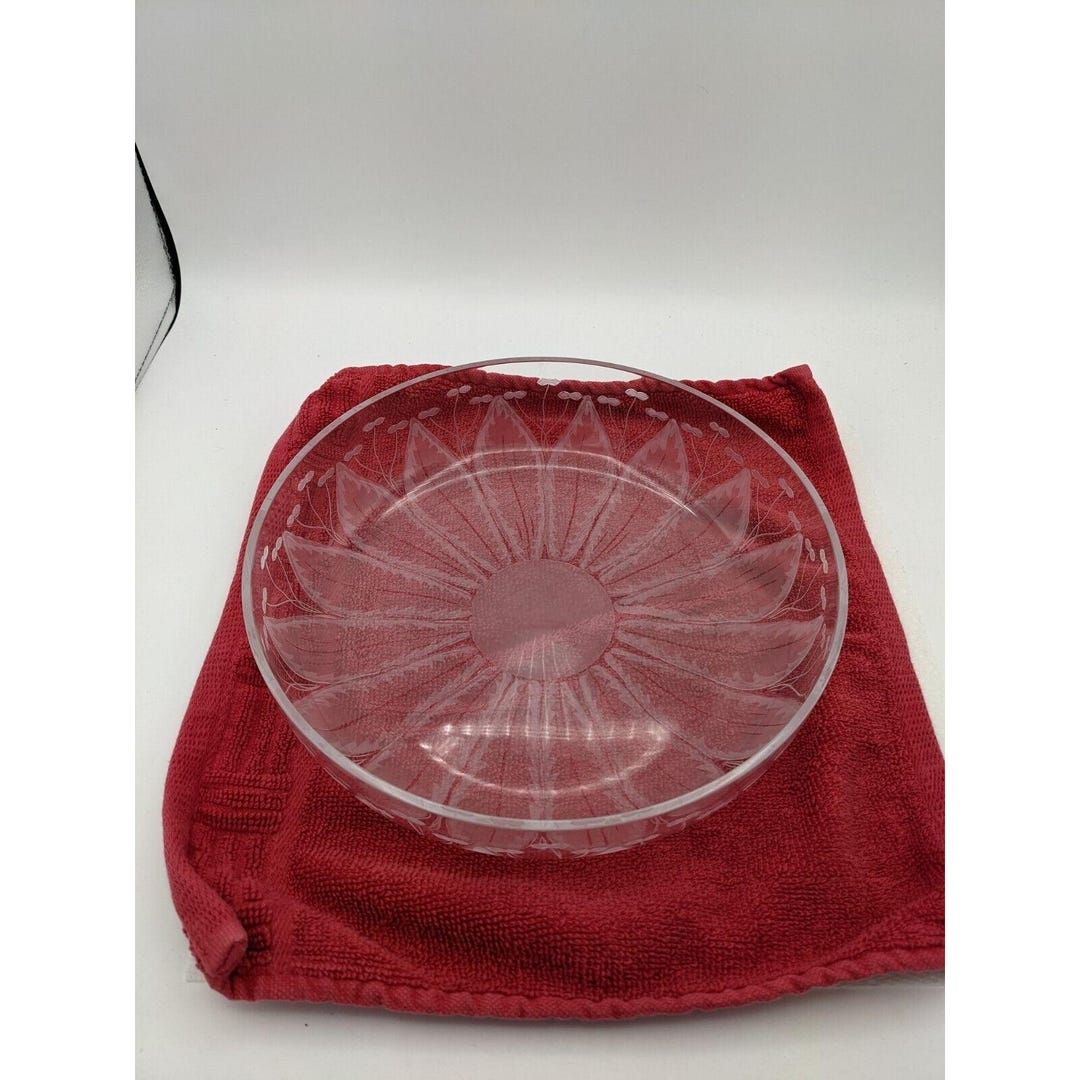 Vintage MMA Art Glass Bowl Etched Flower Design USED With Some ...