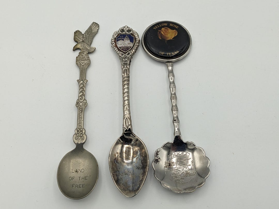 Vintage Souvenir USA Spoon Collection 3 Spoons USA Washington DC, Texas ...