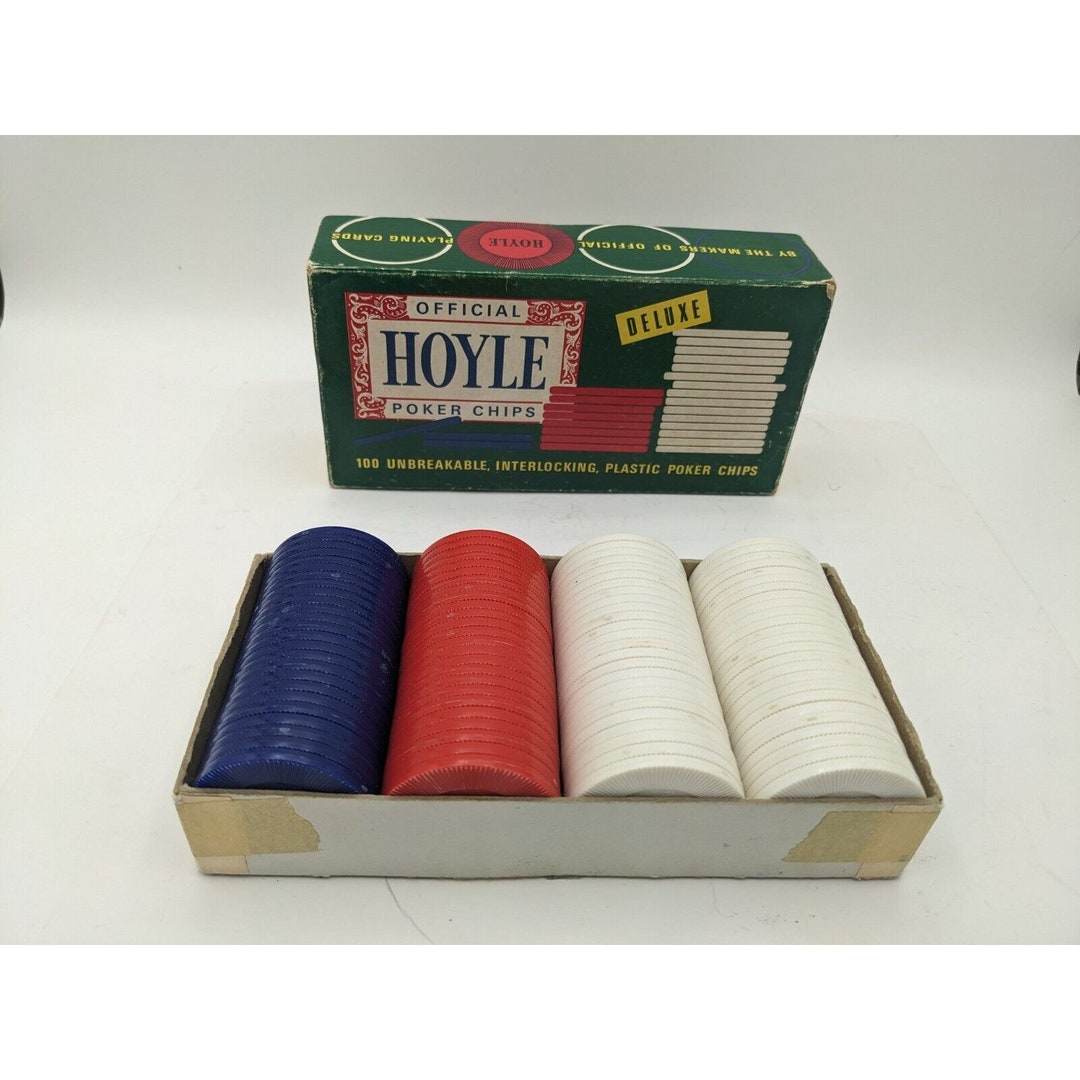 Vintage Hoyle Plastic Red, White & Blue Official 100 Poker Chips ...