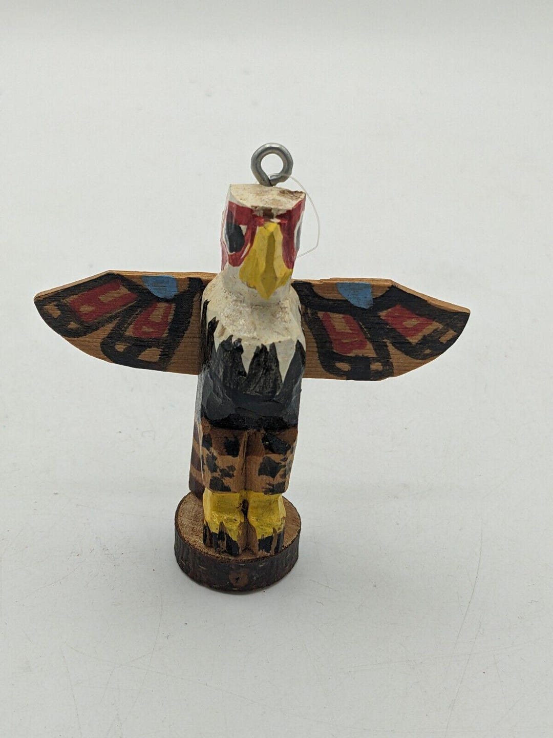 Vintage Stan James Totem Pole Christmas Ornament Wood Eagle Wings 3 - Etsy