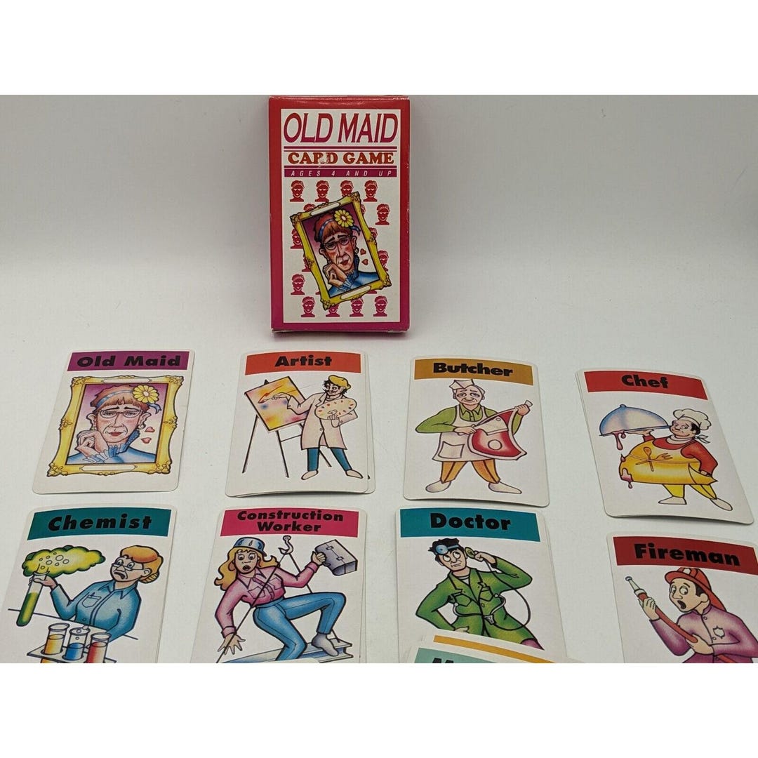 Vintage Old Maid Card Game 1995 Fundex COMPLETE 16 Professions Theme 33 ...
