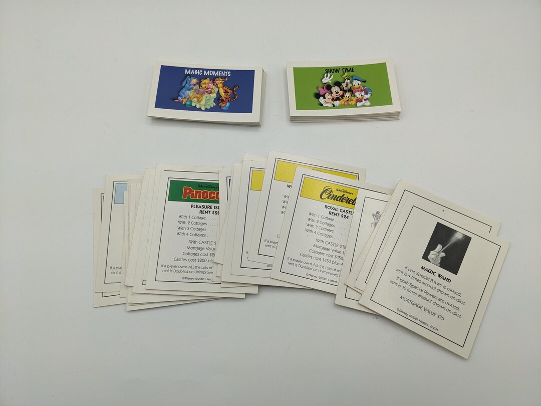Monopoly Disney Edition 2001 REPLACEMENT PIECES – 28 Deed 16 Magic and ...
