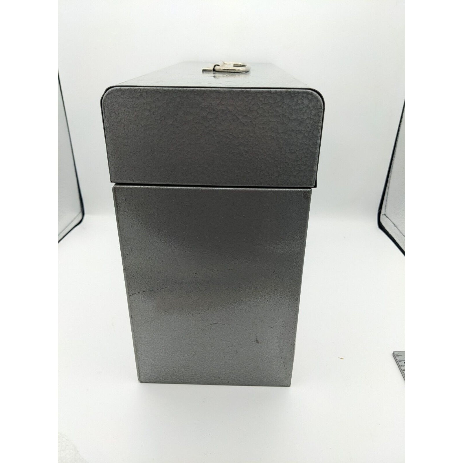 Vintage Metal FILE BOX Letter Home Office Gray Unbranded Handle Missing ...