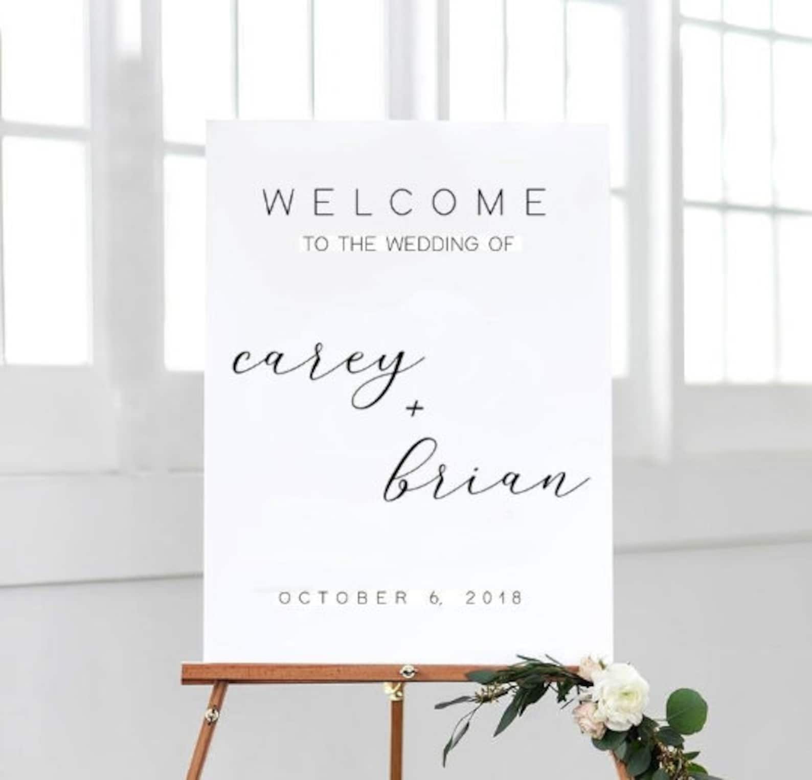 Cursive Wedding Welcome Sign Minimalist Wedding Decor - Etsy