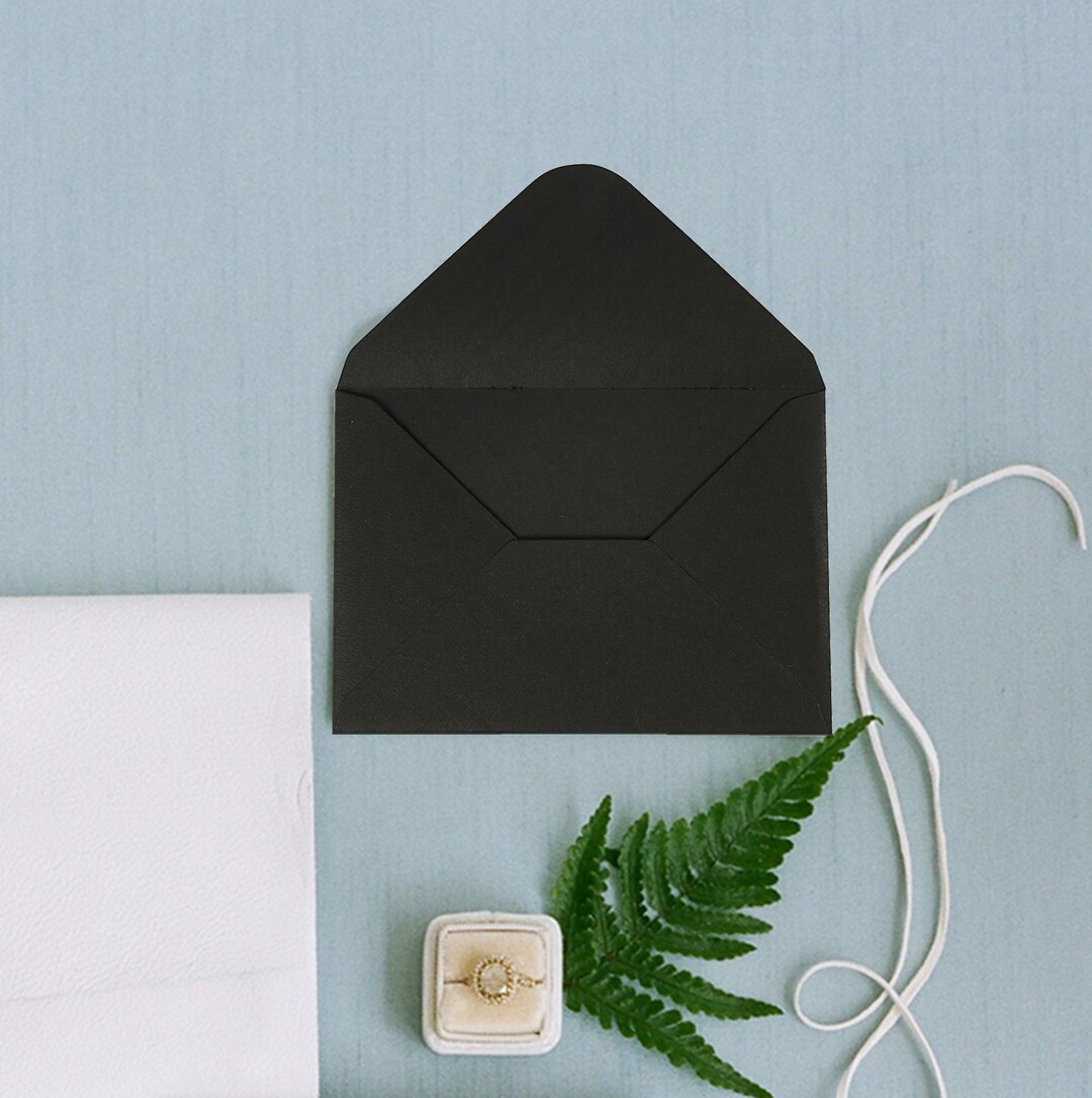 50 Mini Black Envelopes, Black Wedding Envelopes, Mini Envelopes, Rsvp ...