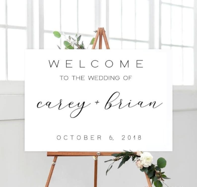 Cursive Wedding Welcome Sign Minimalist Wedding Decor - Etsy