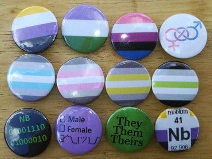Non-binary Badges 25mm, Genderqueer Gender Fluid, Demiboy, Demigirl ...