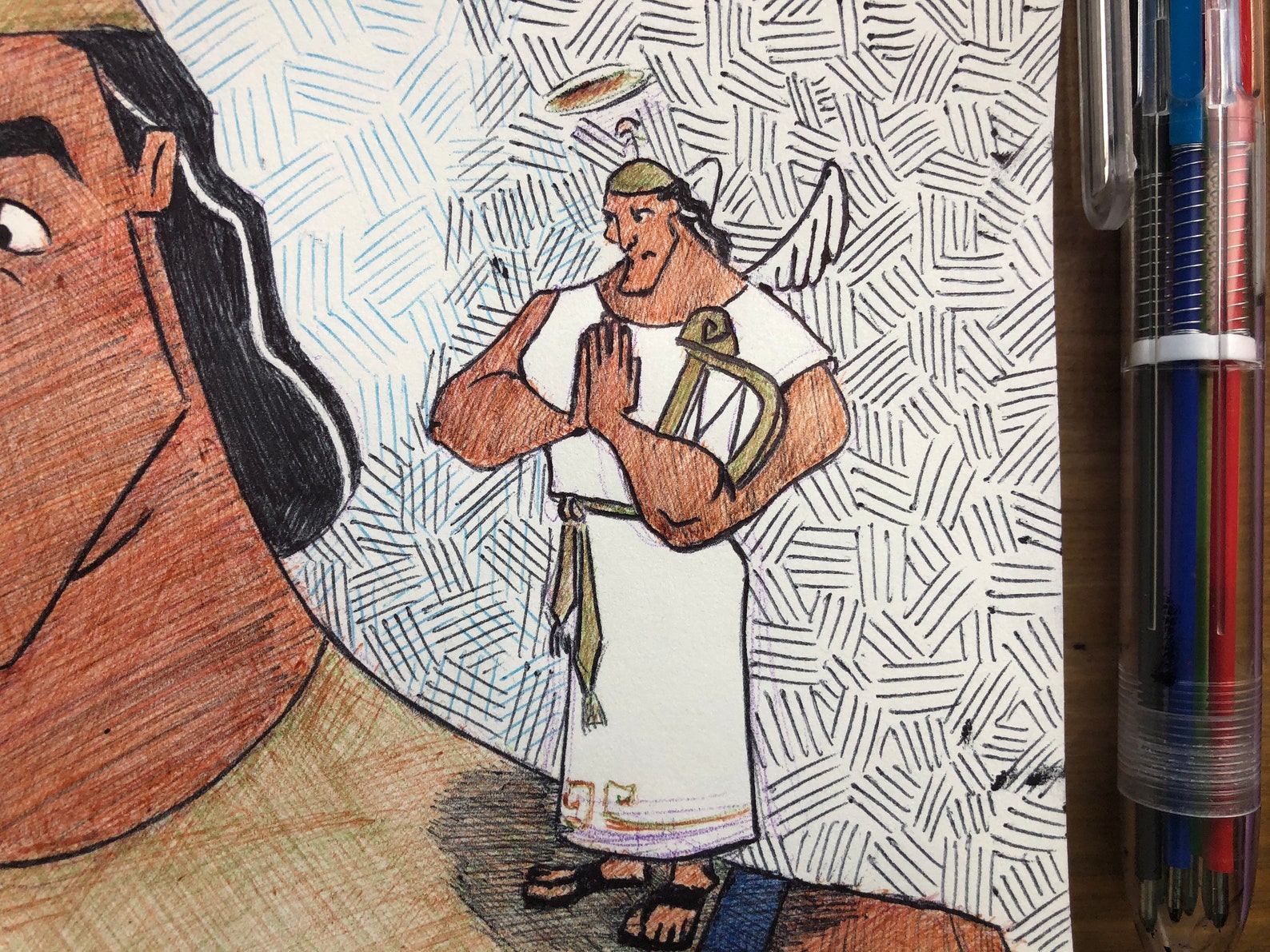 Kronk With Shoulder Angel & Devil (original Drawing) - Etsy