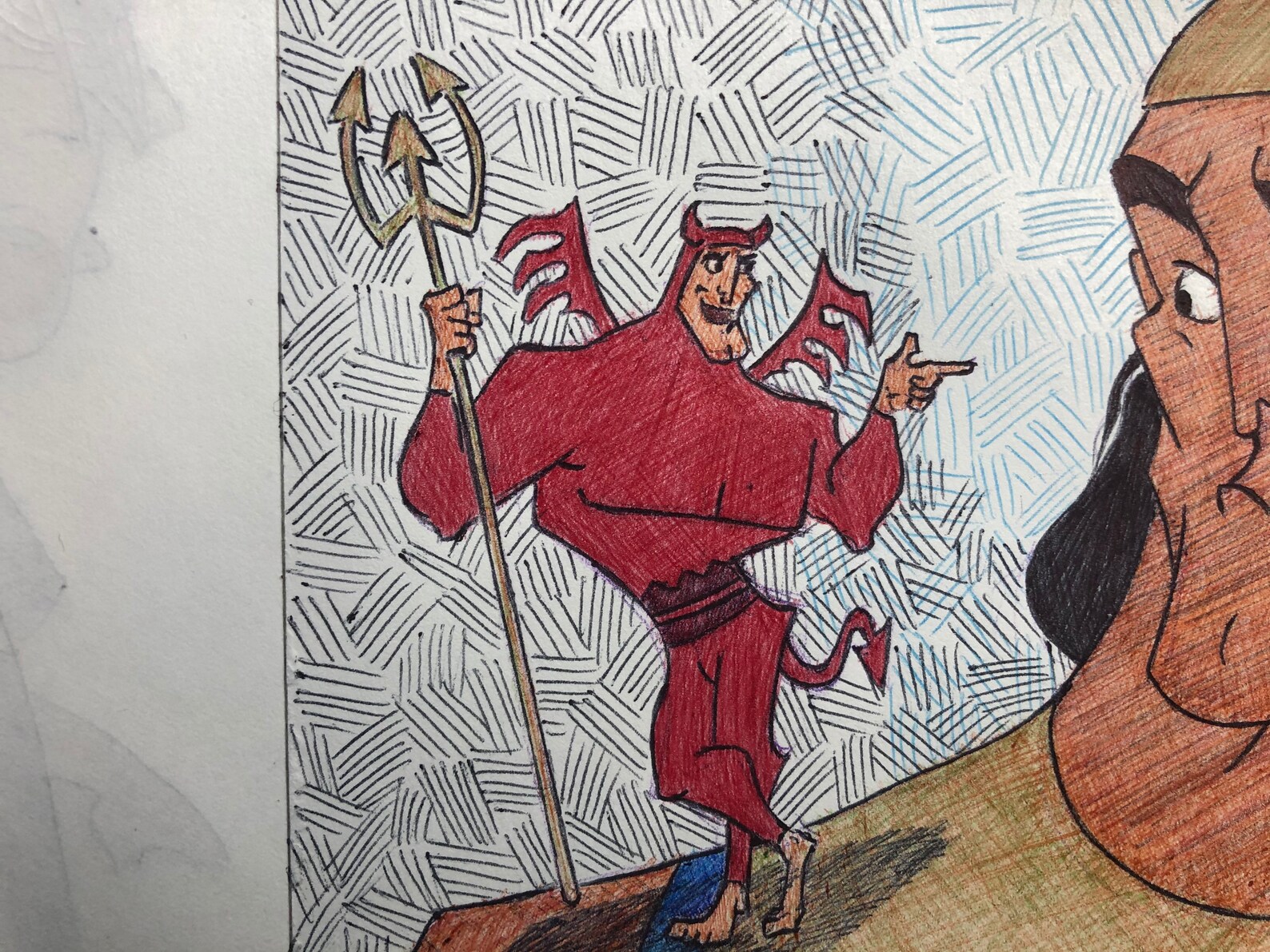 Kronk With Shoulder Angel & Devil (original Drawing) - Etsy