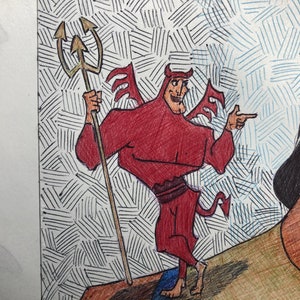 Kronk With Shoulder Angel & Devil (original Drawing) - Etsy