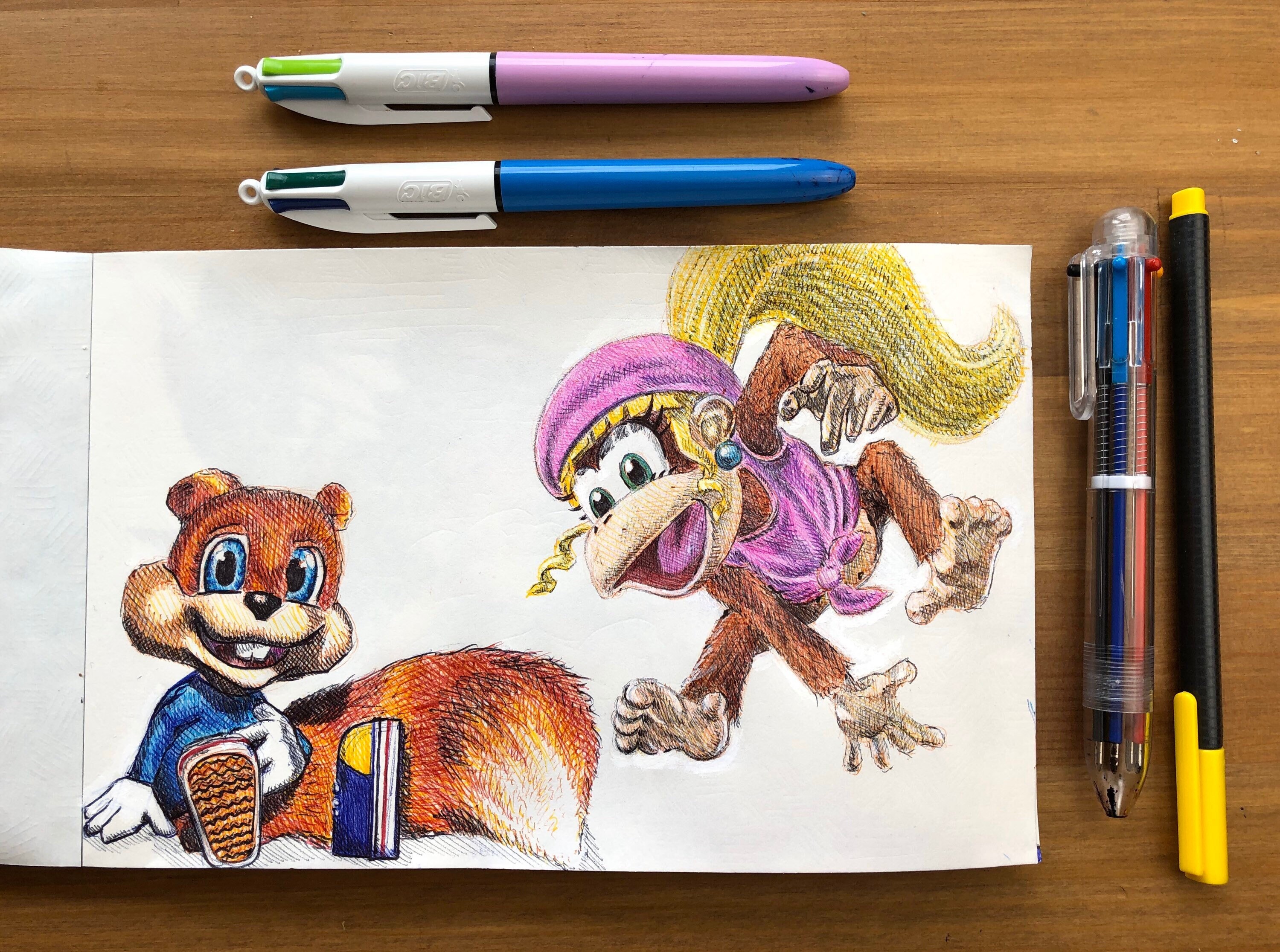 Conker and Dixie Kong (original Drawing) - Etsy